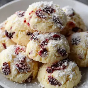 White Chocolate Cranberry Cream Cheese Snowdrift Cookies