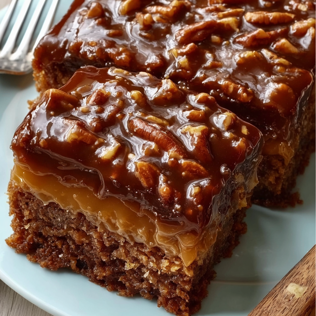 Texas Turtle Sheet Cake (Chocolate, Caramel & Pecan )
